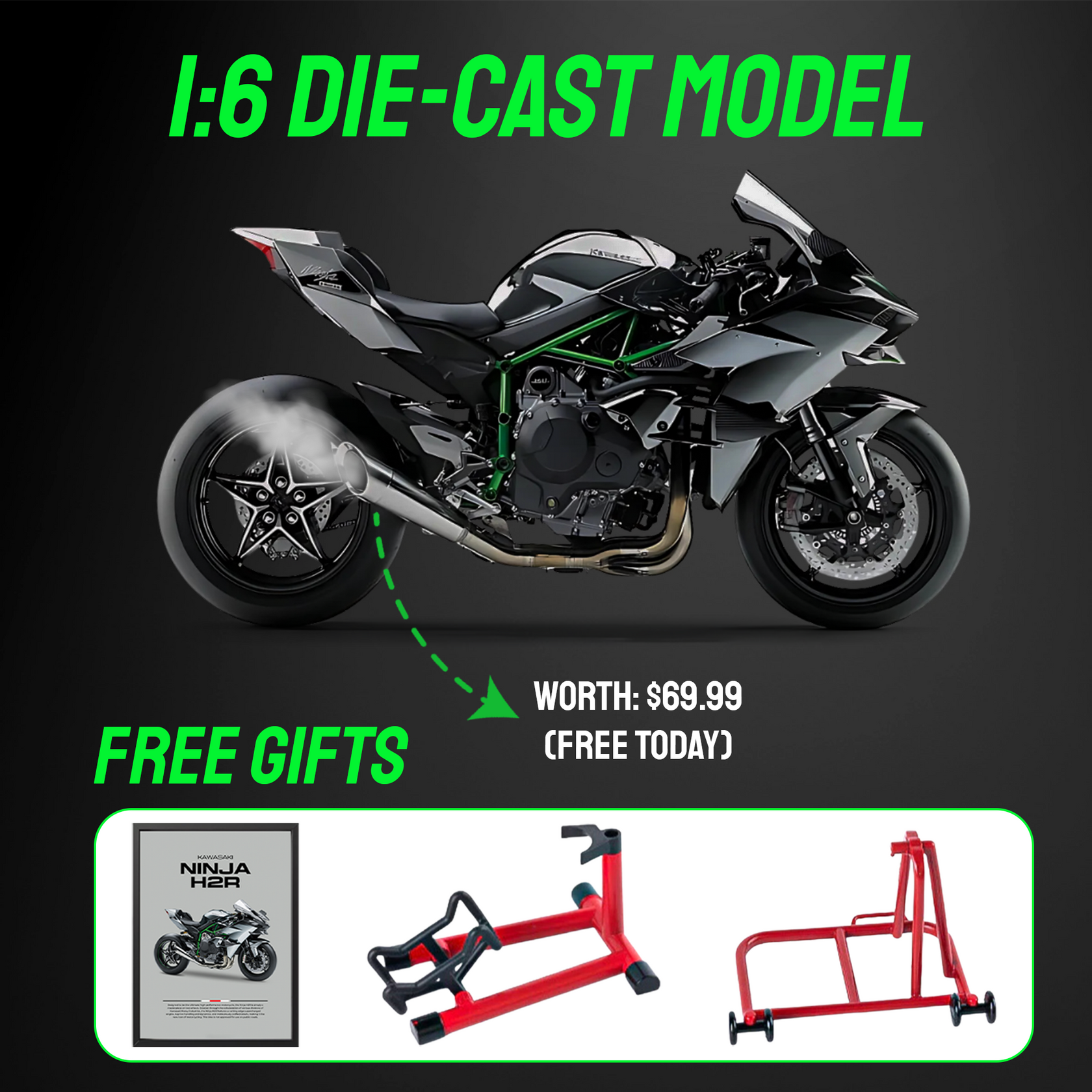 1:6 Ninja H2R Model (With Smoke) – The Nano Rides